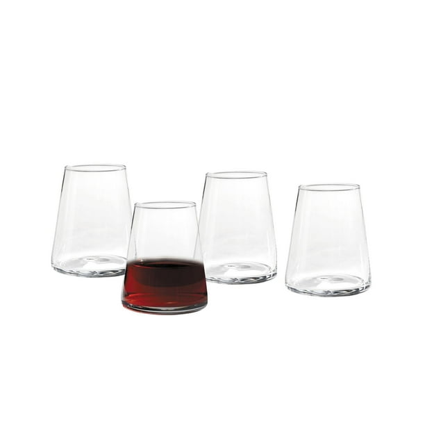 Better Homes & Gardens Clear Flared Stemless Wine Glass, 4 Pack ...