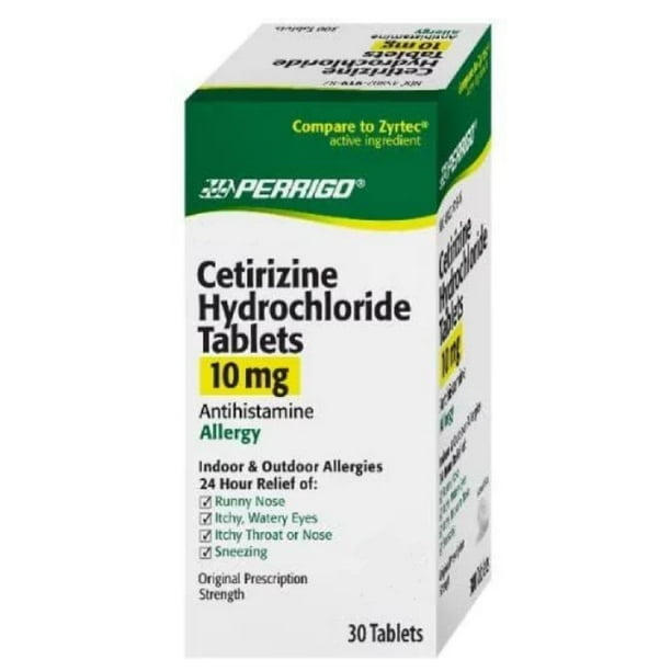 Perrigo Cetirizine Hydrochloride 10mg Antihistamine Allergy Laxative ...