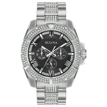Bulova Men's Crystal Stainless Steel Quartz Watch 98C109 - Walmart.com