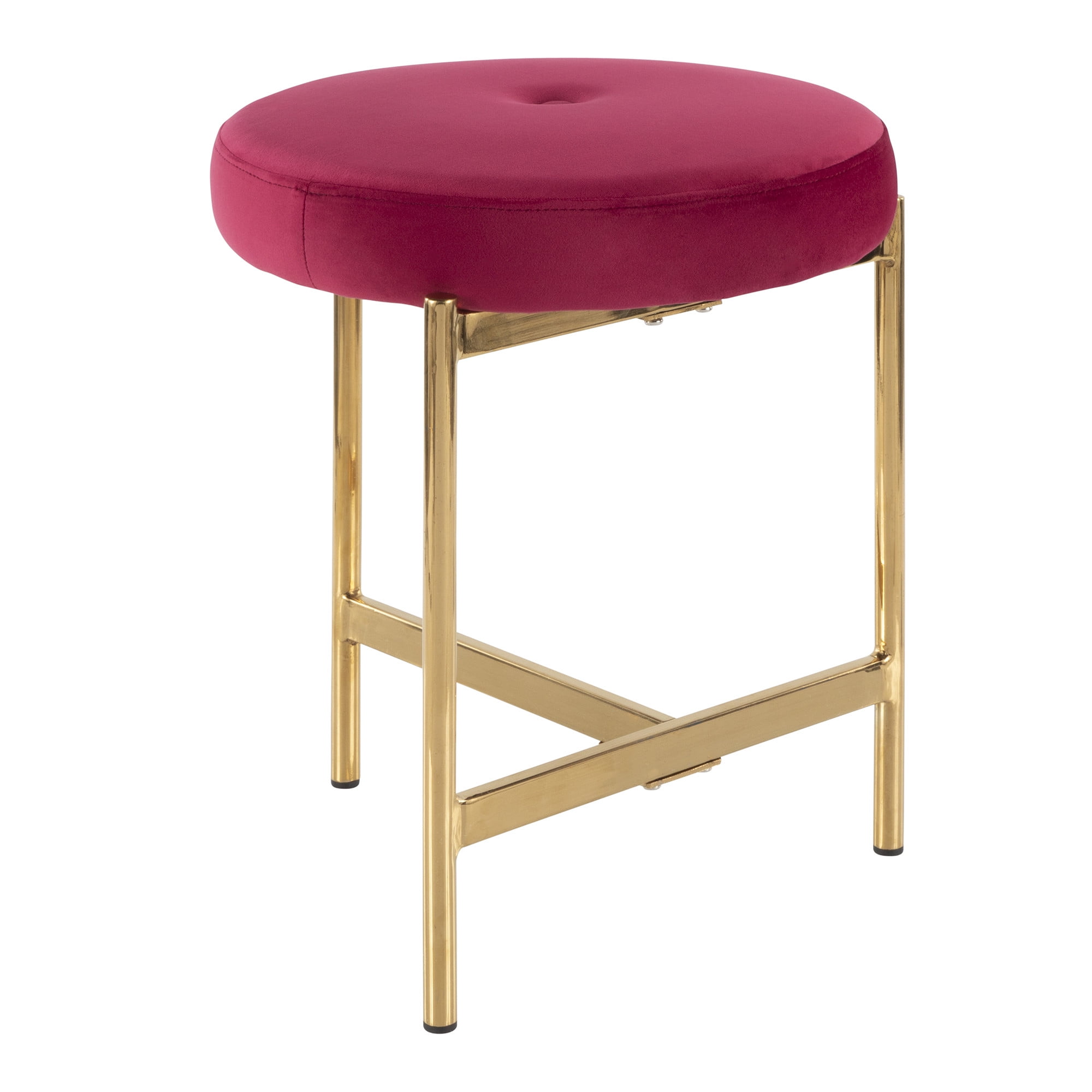 Chloe Contemporary Vanity Stool in Gold Metal and Blush Pink Velvet by ...