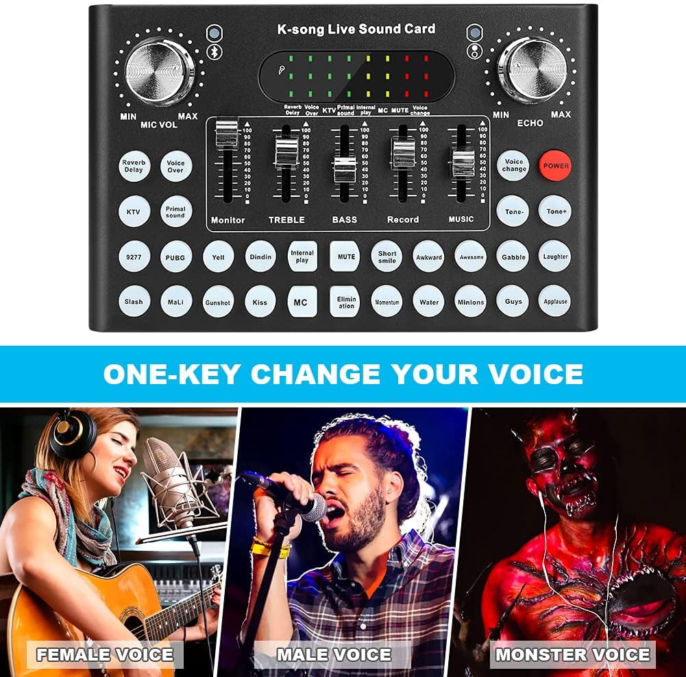 Bmatwk F007 Sound Card, Voice Changer for Live Broadcast Equipment ...