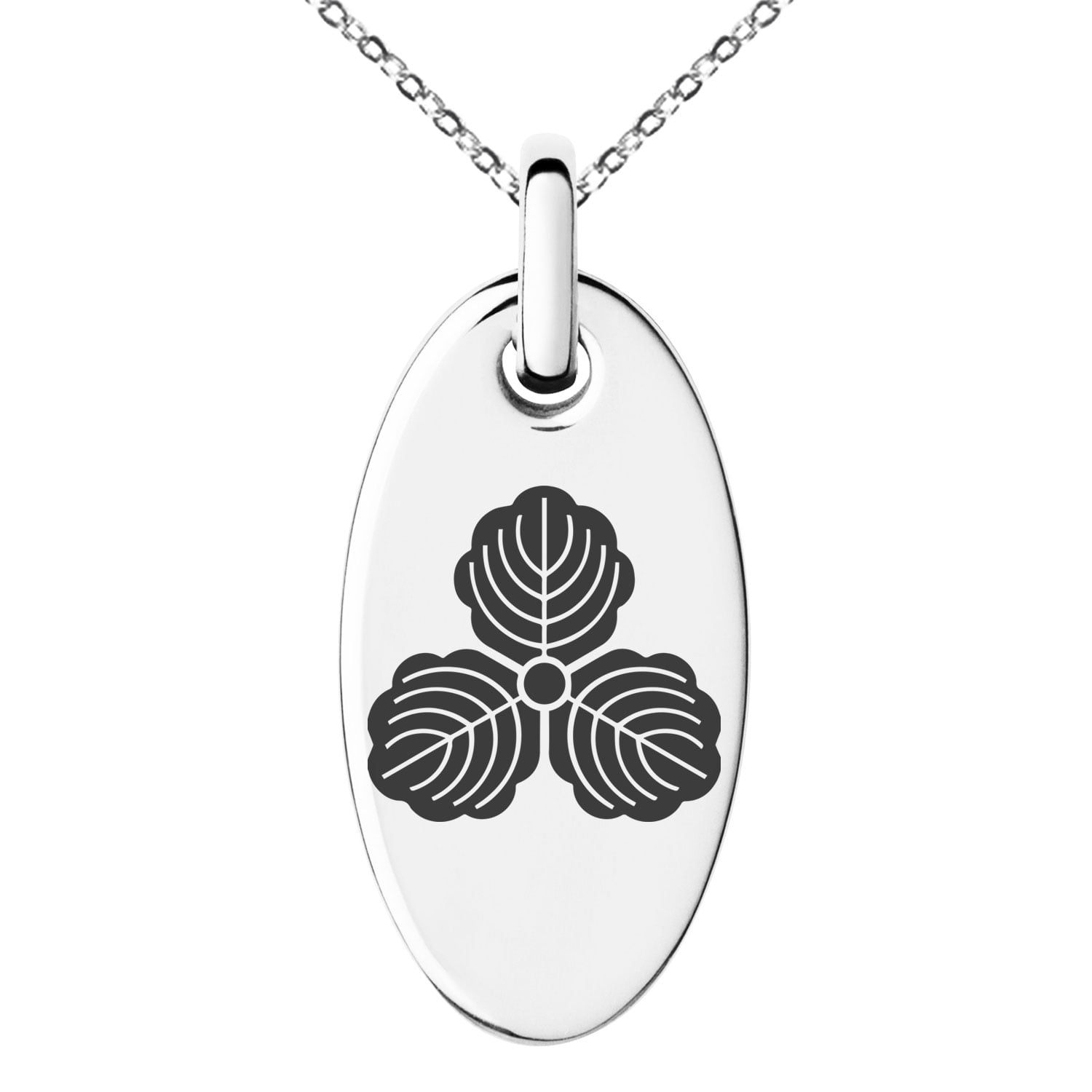 Stainless Steel Kasai Samurai Crest Engraved Small Oval Charm Pendant ...