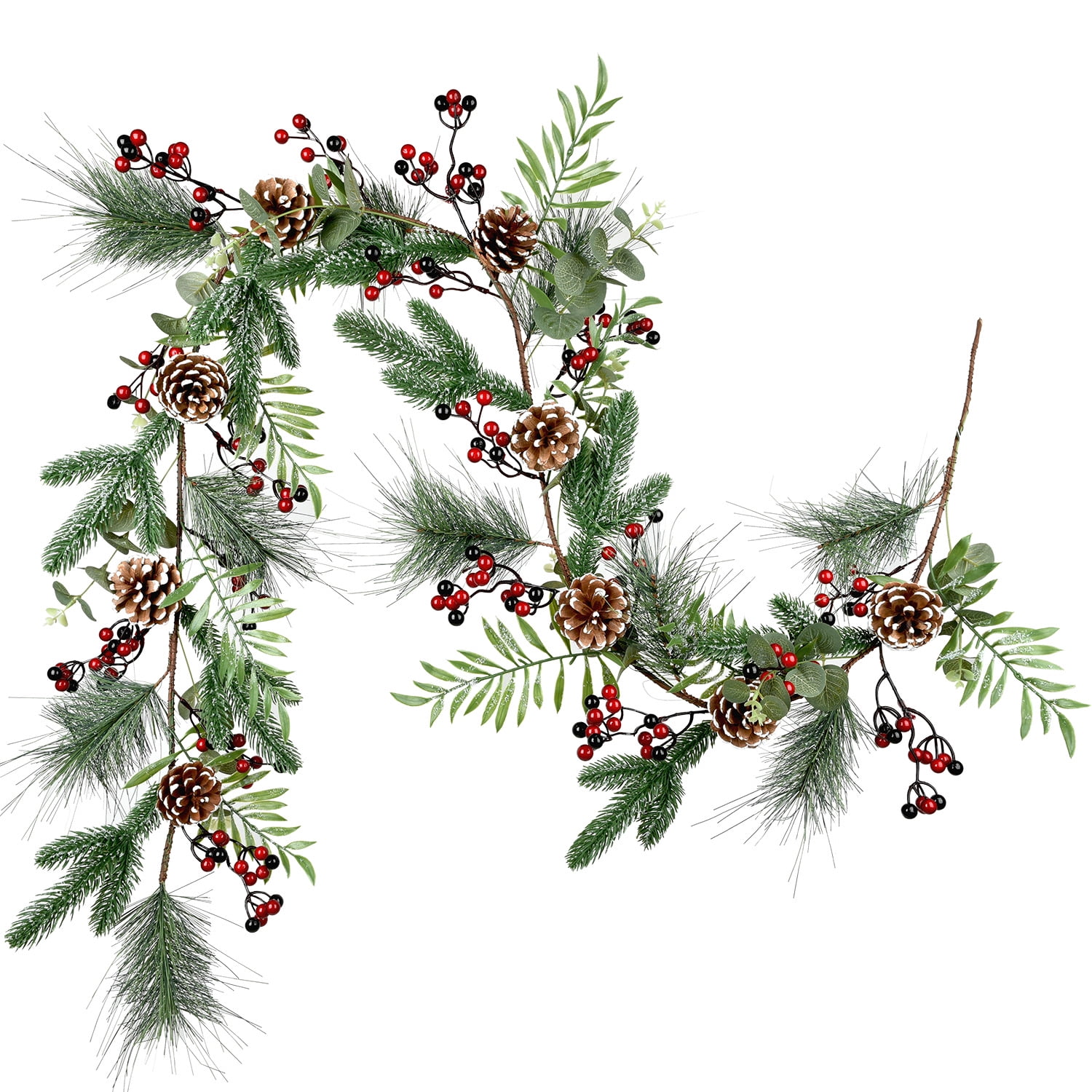 Gomaty 6ft Red Berry Christmas Garland with Pine Cone, Artificail ...