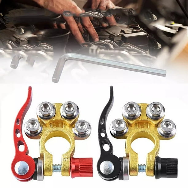SPRING Brass Car Battery Terminals Quick Disconnect Kit Compatible with ...