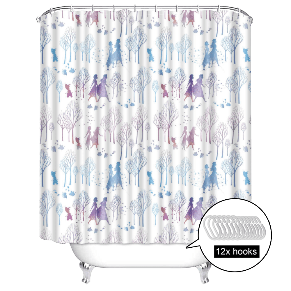 Frozen Elsa Anna Cartoon Shower Curtains For Winter Bath Bathroom