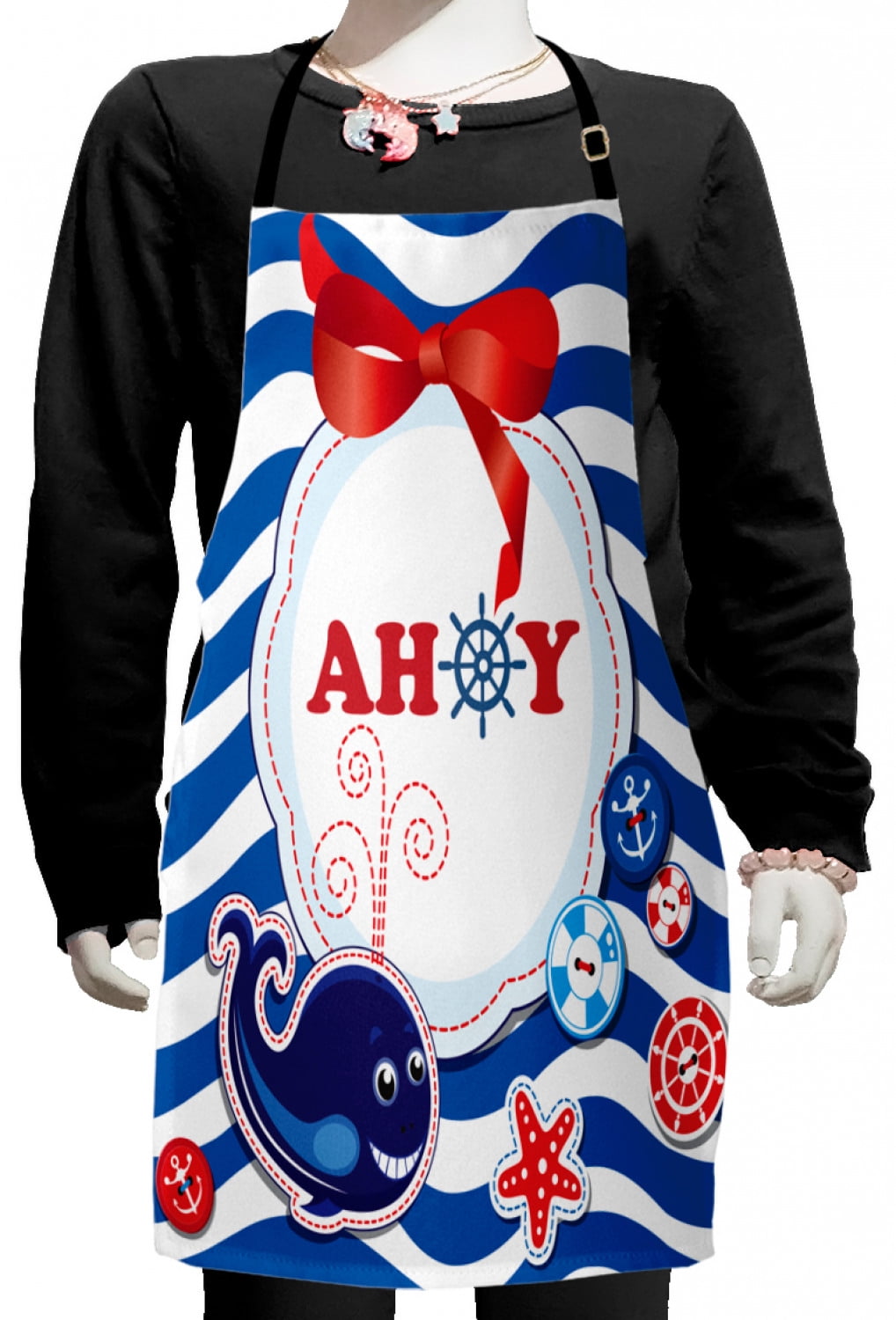 Nursery Kids Apron, Marine Themed Ahoy Lettering Childish Desgn with ...