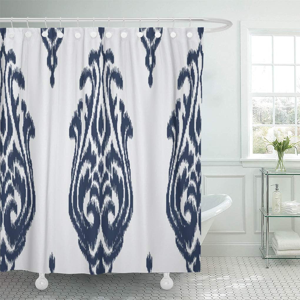 Cynlon Pattern Modern Damask Blue And White Ikat Bold Contemporary