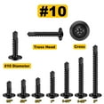SHIYOU-100Pcs #10×2" Black Self Tapping Screws for Metal, 410 Black ...