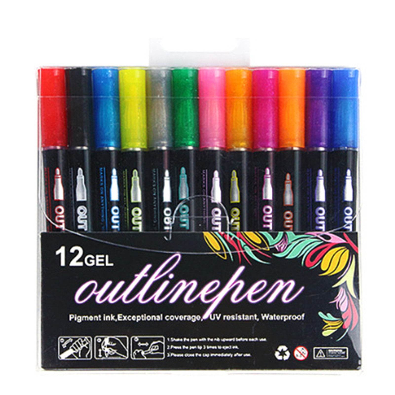 Click here for Lcxmlly Glitter Silver Pen 12pcs Double Line Outli... prices