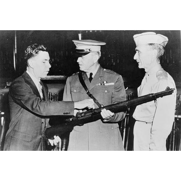 24x36 gallery poster, John Garand (left) points out features of the M1 ...