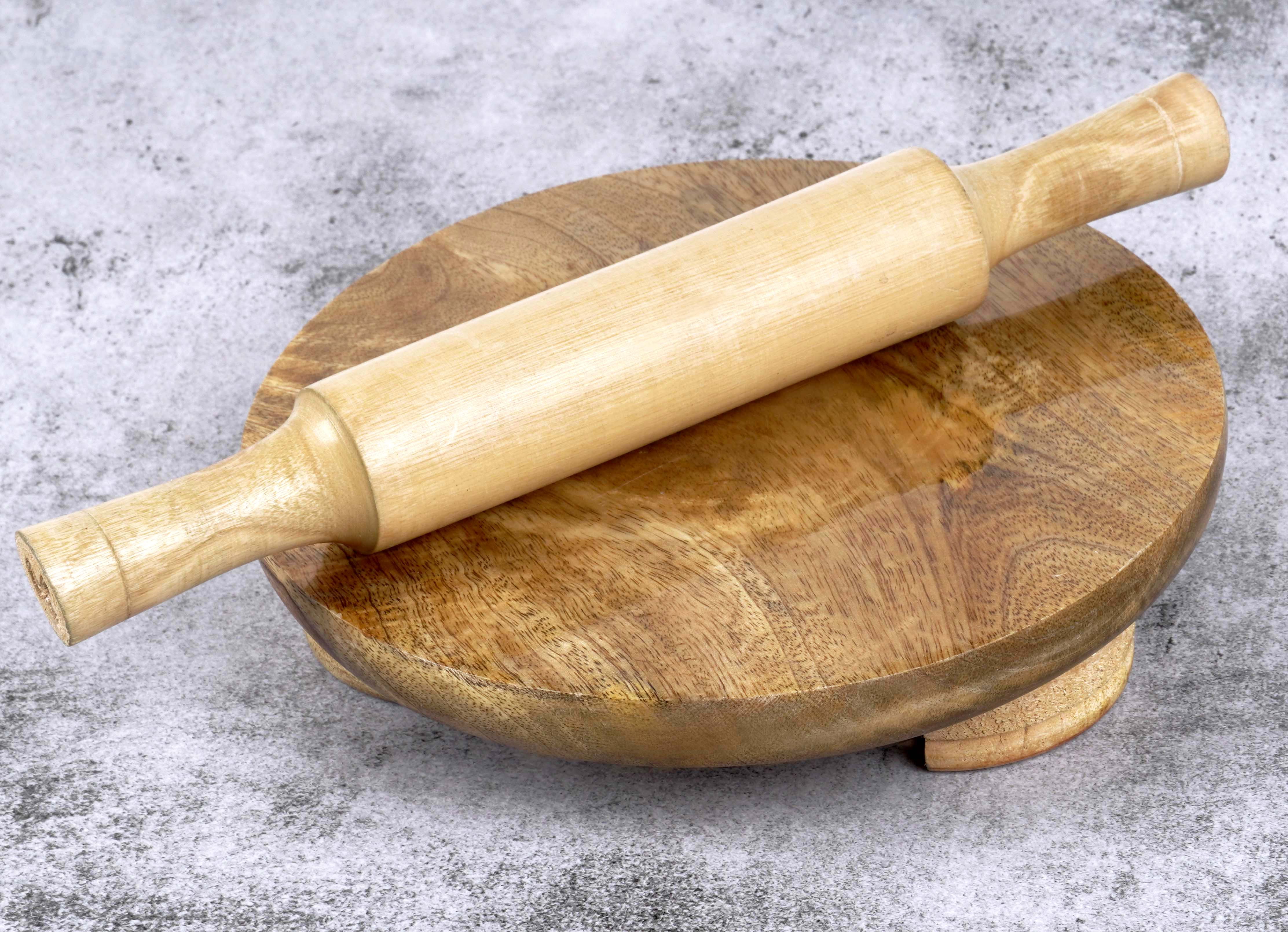 Buy Trifri Handmade Wooden Round Roti Maker Wooden Chakla Belan ...