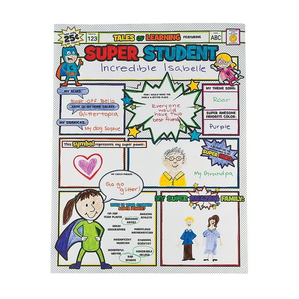 Color Your Own Super Student Poster- 30 - Craft Kits - 30 Pieces ...