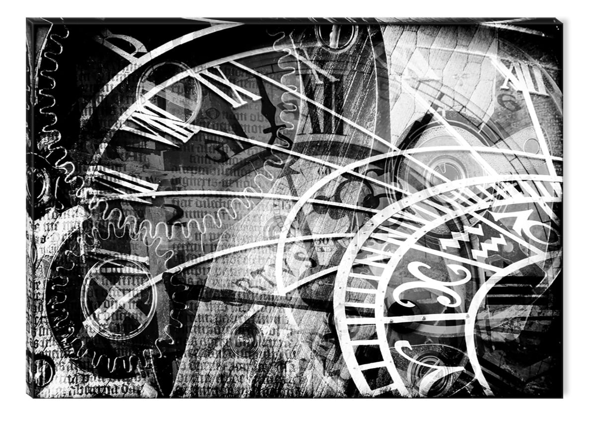 Startonight Canvas Wall Art Black and White Abstract Time Machine, Dual ...