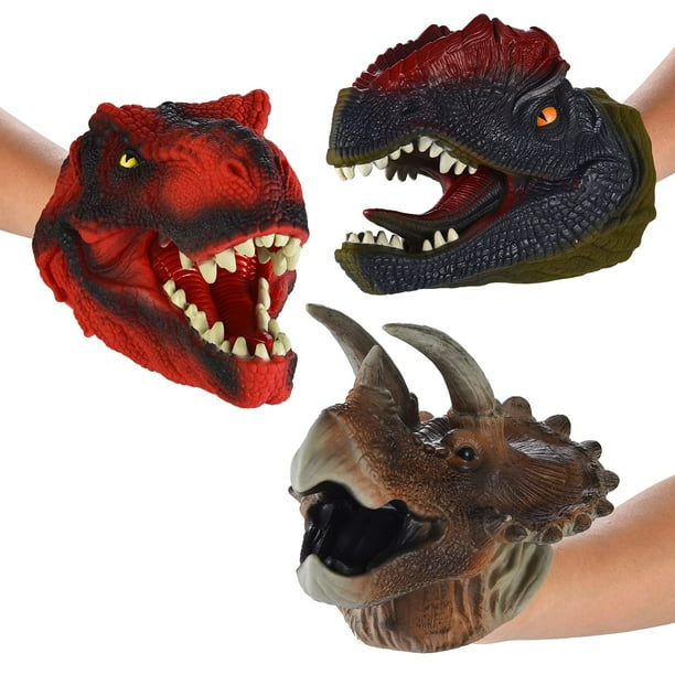 DR DINGUS Hand Puppets (Dinosaur - 3 Pack) - Tyrannosaurus Velociraptor ...