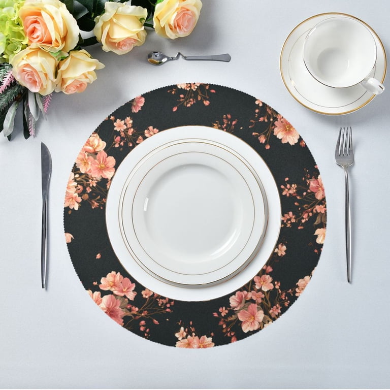 Round Fabric Placemat, Heat Resistant Wear-Resistant Table Mat 15.4x15 ...