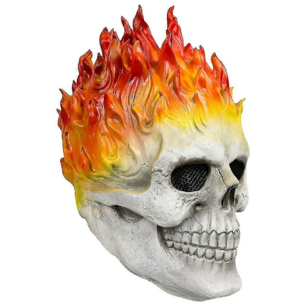 Halloween Ghost Rider Red And Blue Flame Skull Mask Horror Ghost Full ...