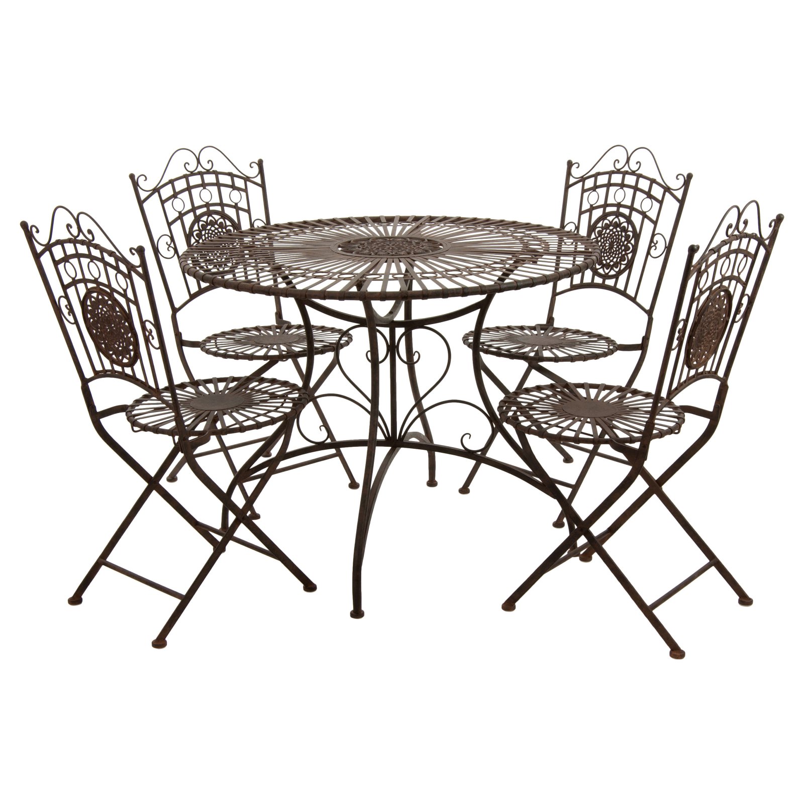 Oriental Furniture Rustic Wrought Iron 5 Piece Patio Dining Set ...