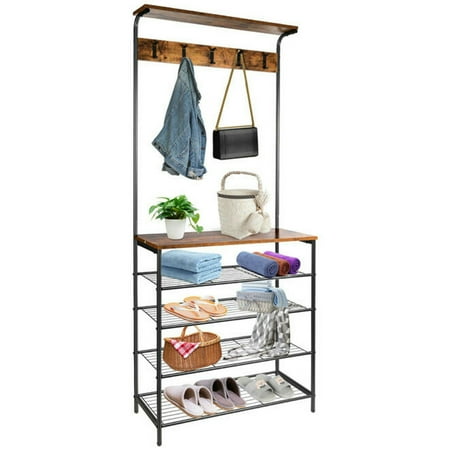 Entryway Clothing Rack, Coat Rack Standing Hall Tree Chests Shelves ...
