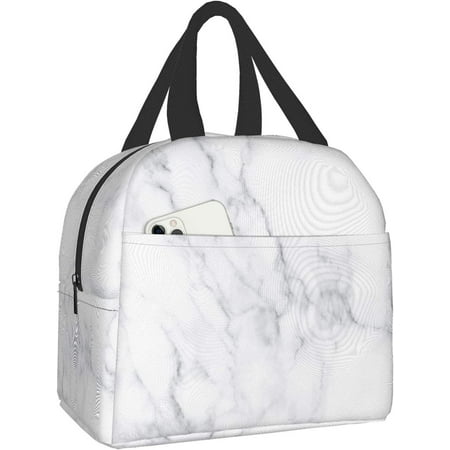 Reusable Cooler Lunch Bag White Marble Texture Background Pattern High ...