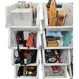 Skywin Plastic Stackable Storage Bins for Pantry White - 4-Pack Small ...