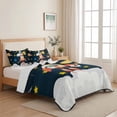 90x96in Quilt Bedding Set, Cartoon Rocket Colorful Planet Lightweight ...