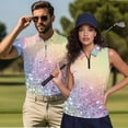 Aplkyhs Rainbow Glitter Matching Couple Sport Shirts Quarter Zip Golf ...