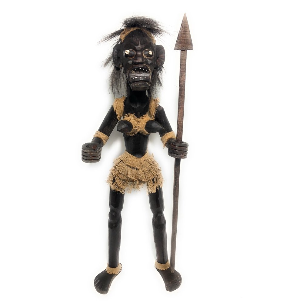 Female Primitive Tiki Warrior Chief w/ Spear 40" - Tribal Art | # ...
