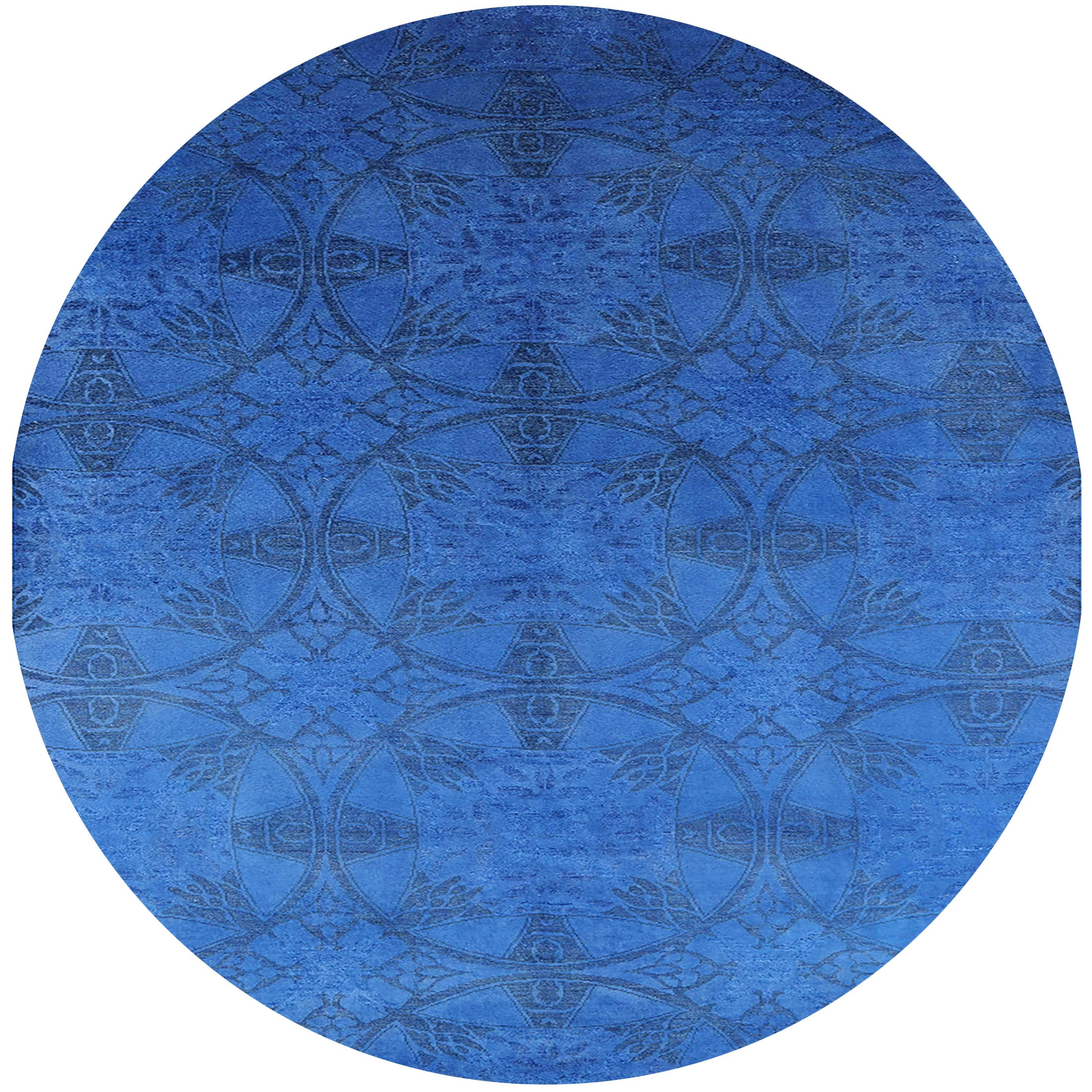 Ahgly Company Indoor Round Mid-Century Modern Neon Blue Persian Area ...