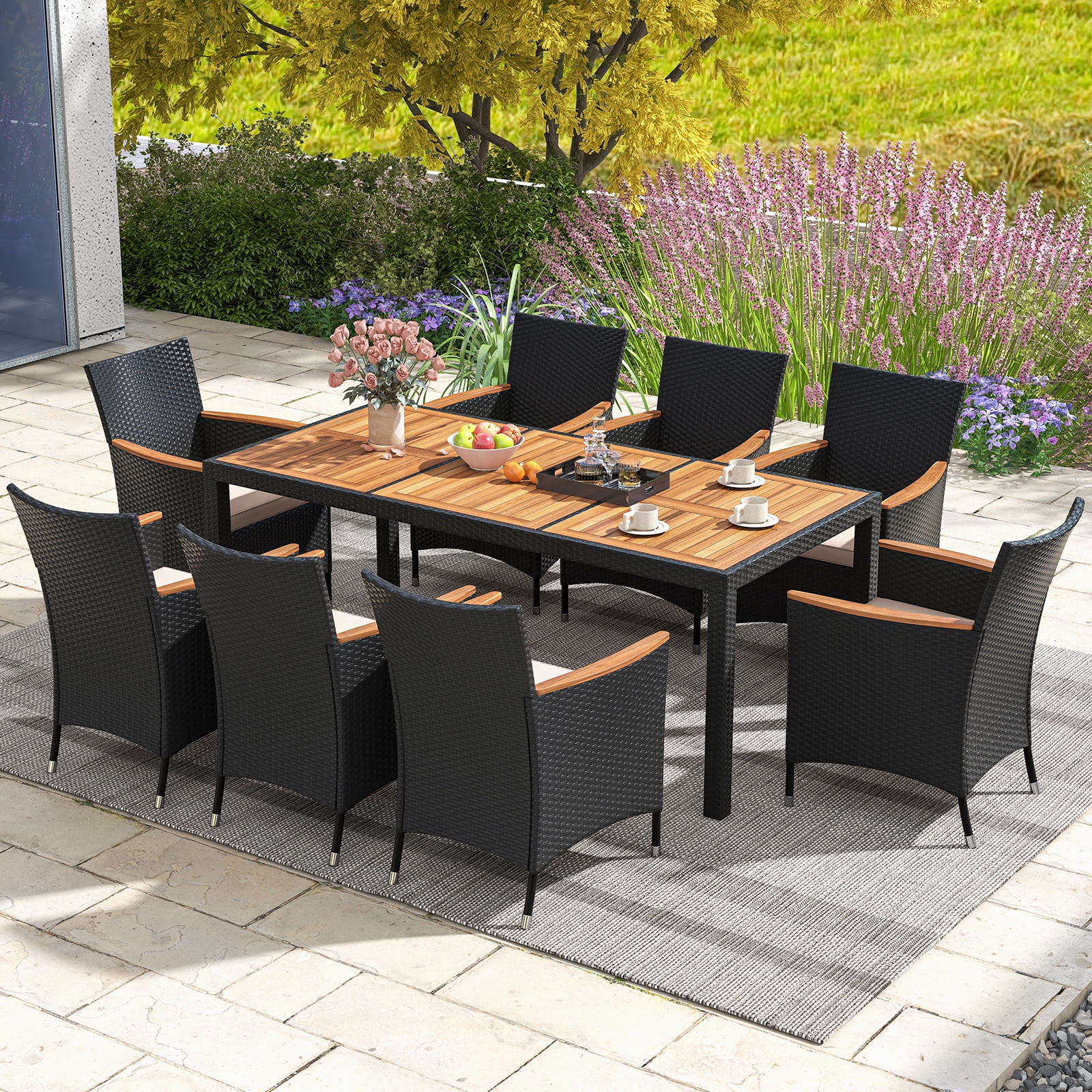 Click here for Costway 9 Pcs Outdoor Dining Set With Acacia Wood... prices