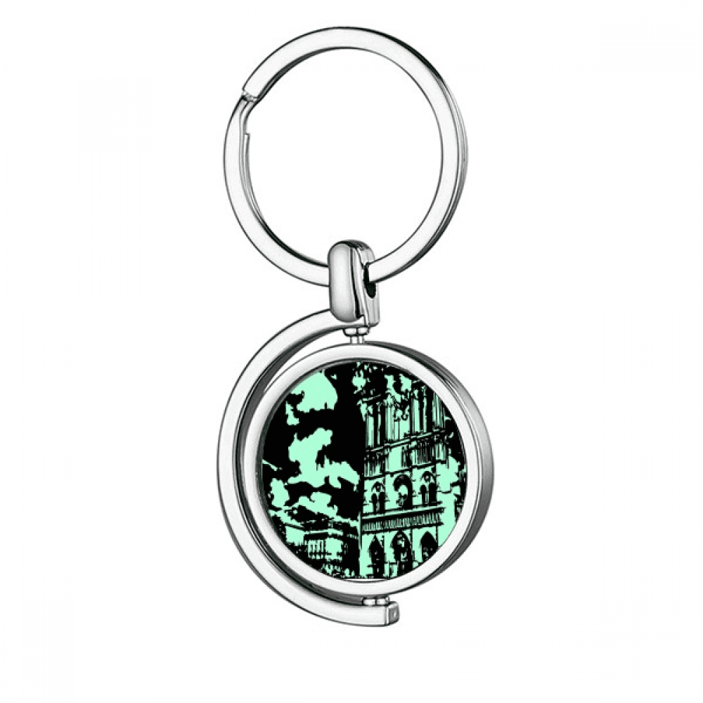 Arquitectura gótica de Notre Dame Rotating keychain Metal Keyring ...