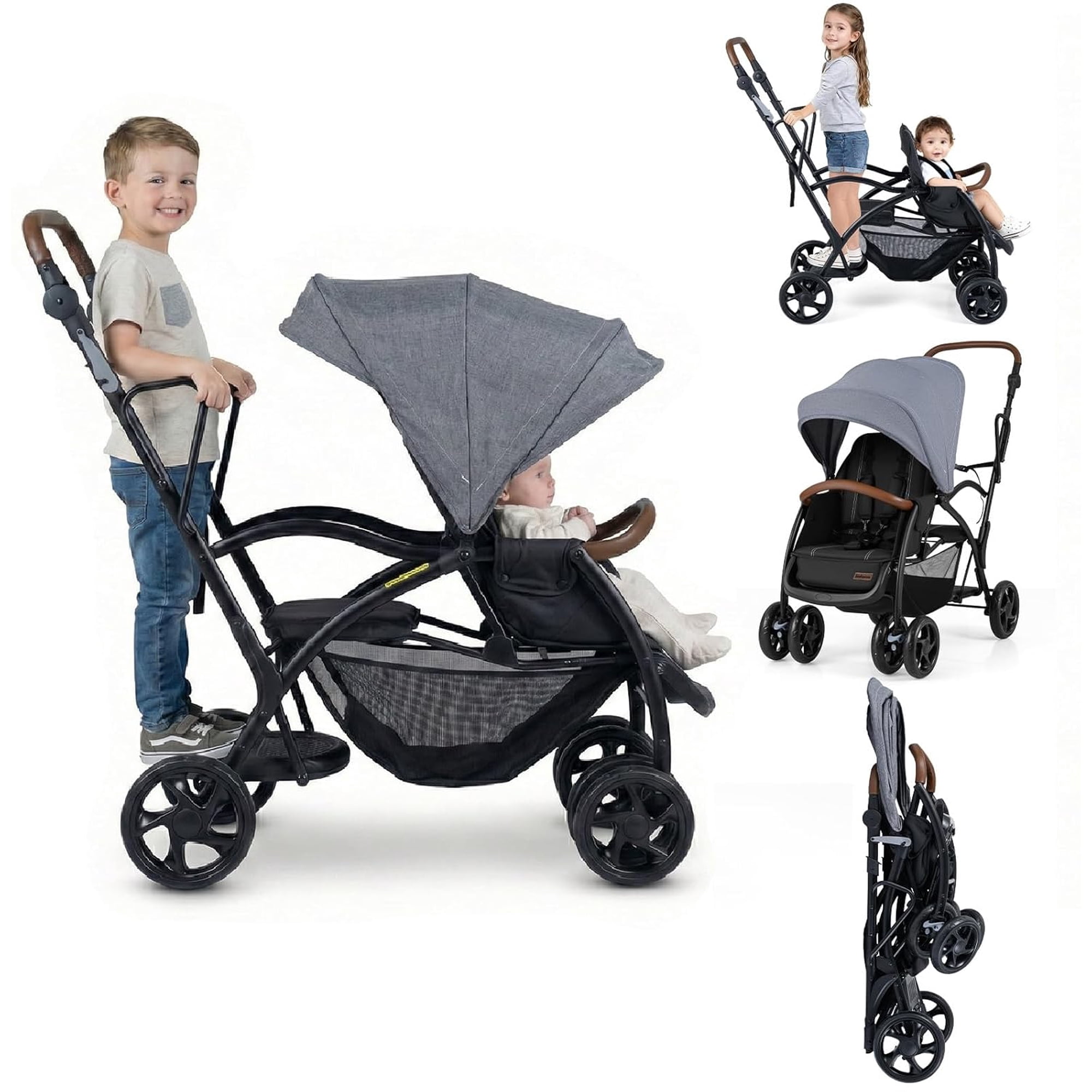 Click here for Olakids Infans Double Stroller With Leather Handle... prices