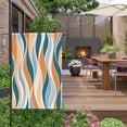 Abstract Curves Garden Flags For Outdoor, Retro Teal Orange Fluid ...