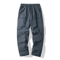 Bpyeka Men's Elastic Waist Drawstring Cargo Pants, Multi-Pocket Solid ...