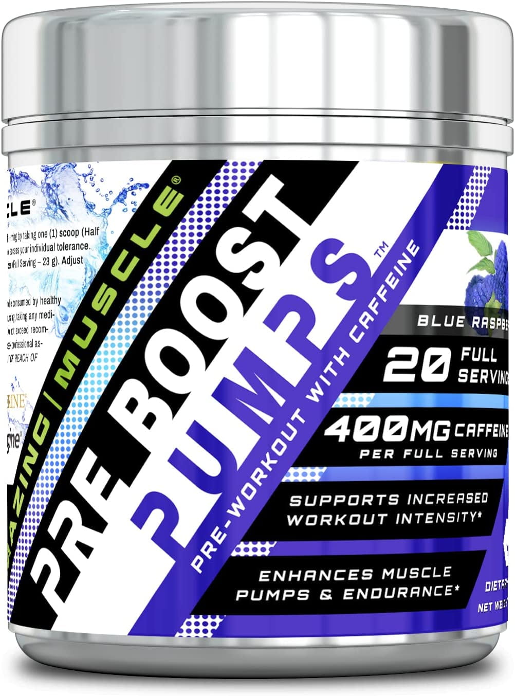 Amazing Muscle Pre Boost Pumps 20 Servings Blue Raspberry Flavor ...