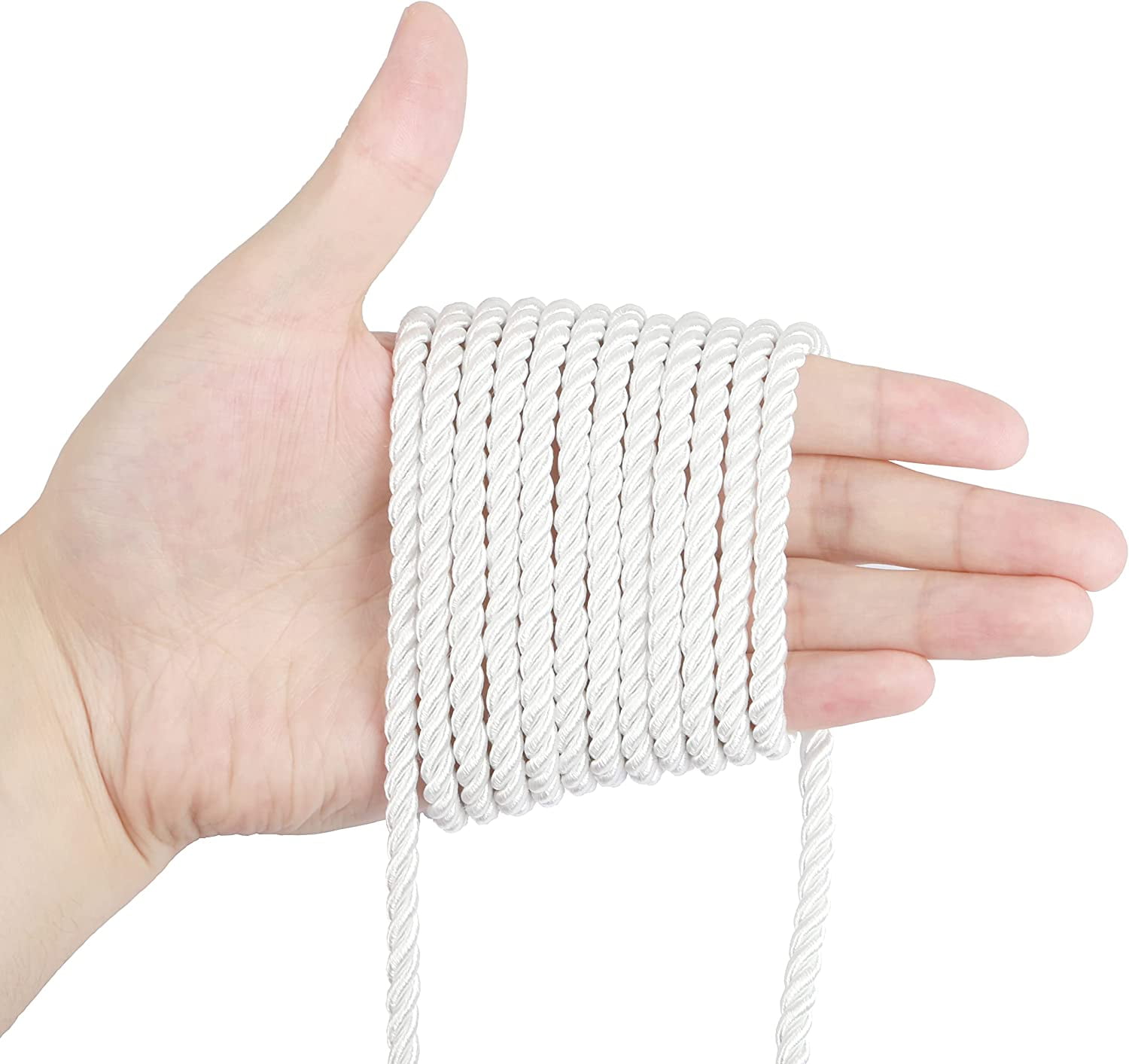 BEL AVENIR 10m Twisted Trim Cord Rope Wide 6mm White Baroque Collection ...