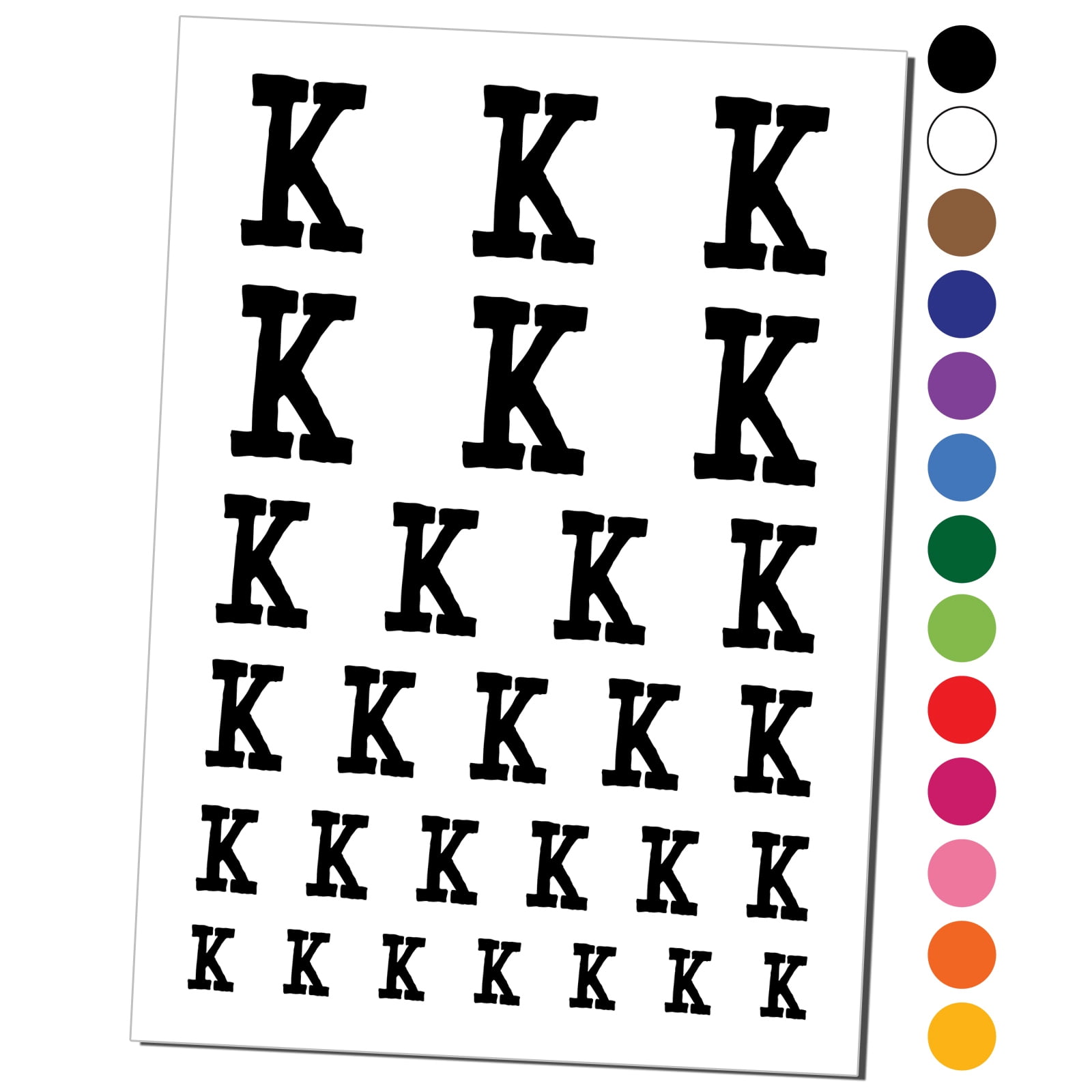 Letter K Uppercase Cute Typewriter Font Water Resistant Temporary ...