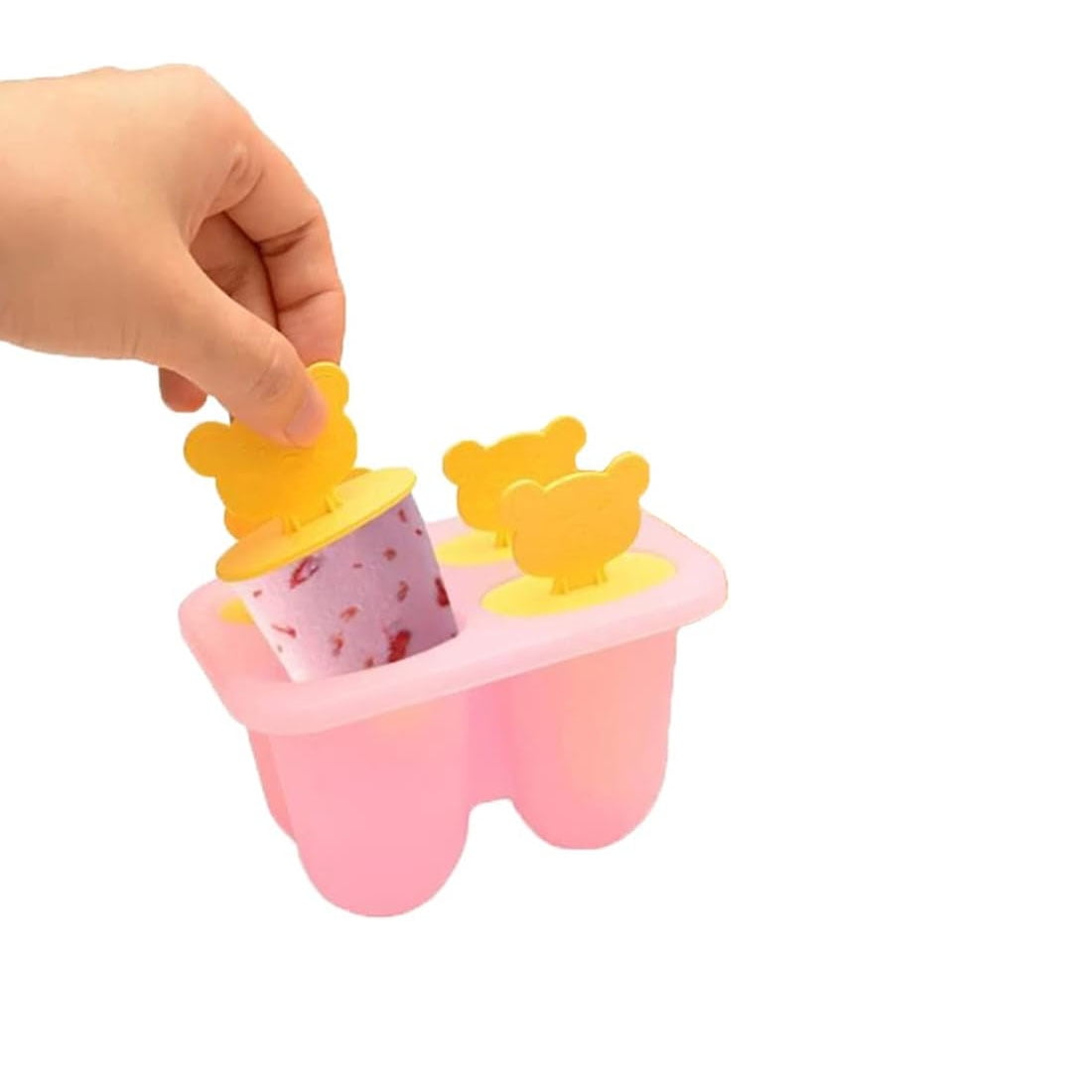 Pamire Silicone Popsicle Molds and Maker 4-Piece Bear Character (Pink ...