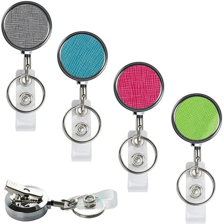 4 Pack Retractable Badge Holder Reel, Heavy Duty Retractable Badge ...