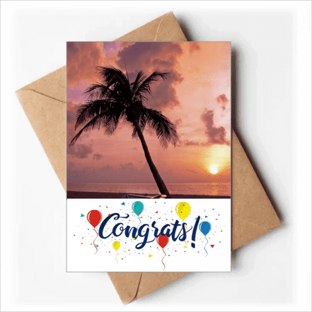 Ocean Sand Beach Boat Tree Picture Wedding Cards Congratulations ...