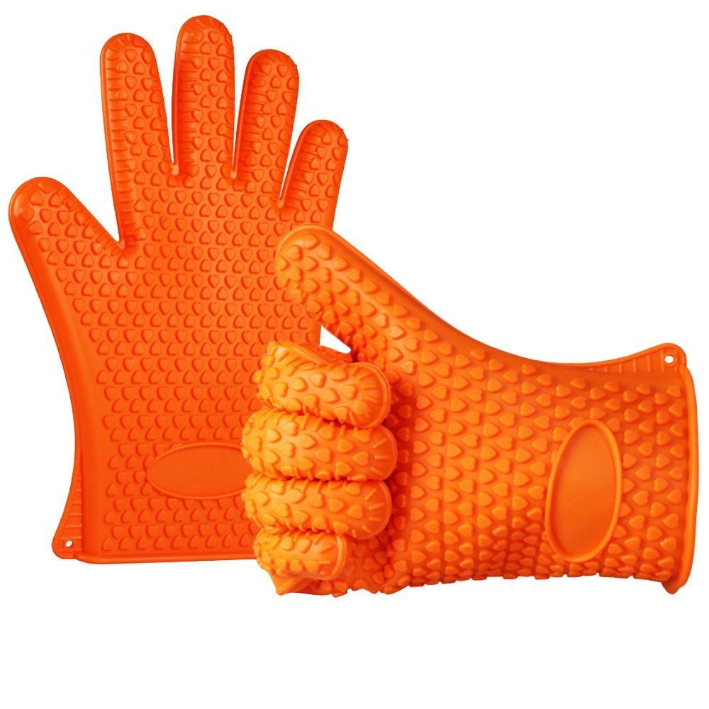 FEROS Heat Resistant Silicone BBQ Gloves for Kitchen, Oven, Cooking ...