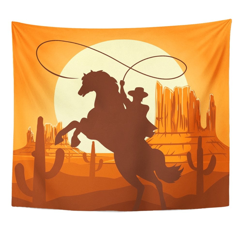 ZEALGNED Western Cowboys Silhouette Wild West America Scene With ...