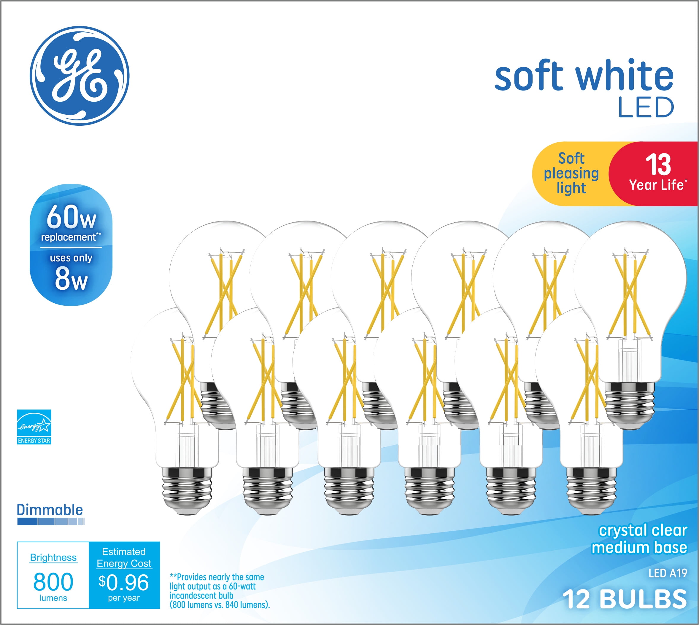 GE LED Light Bulbs, Soft White, 60 Watt Eqv, A19 General Purpose Bulbs ... GE LED Light Bulbs, Soft White, 60 Watt Eqv, A19 General Purpose Bulbs ...