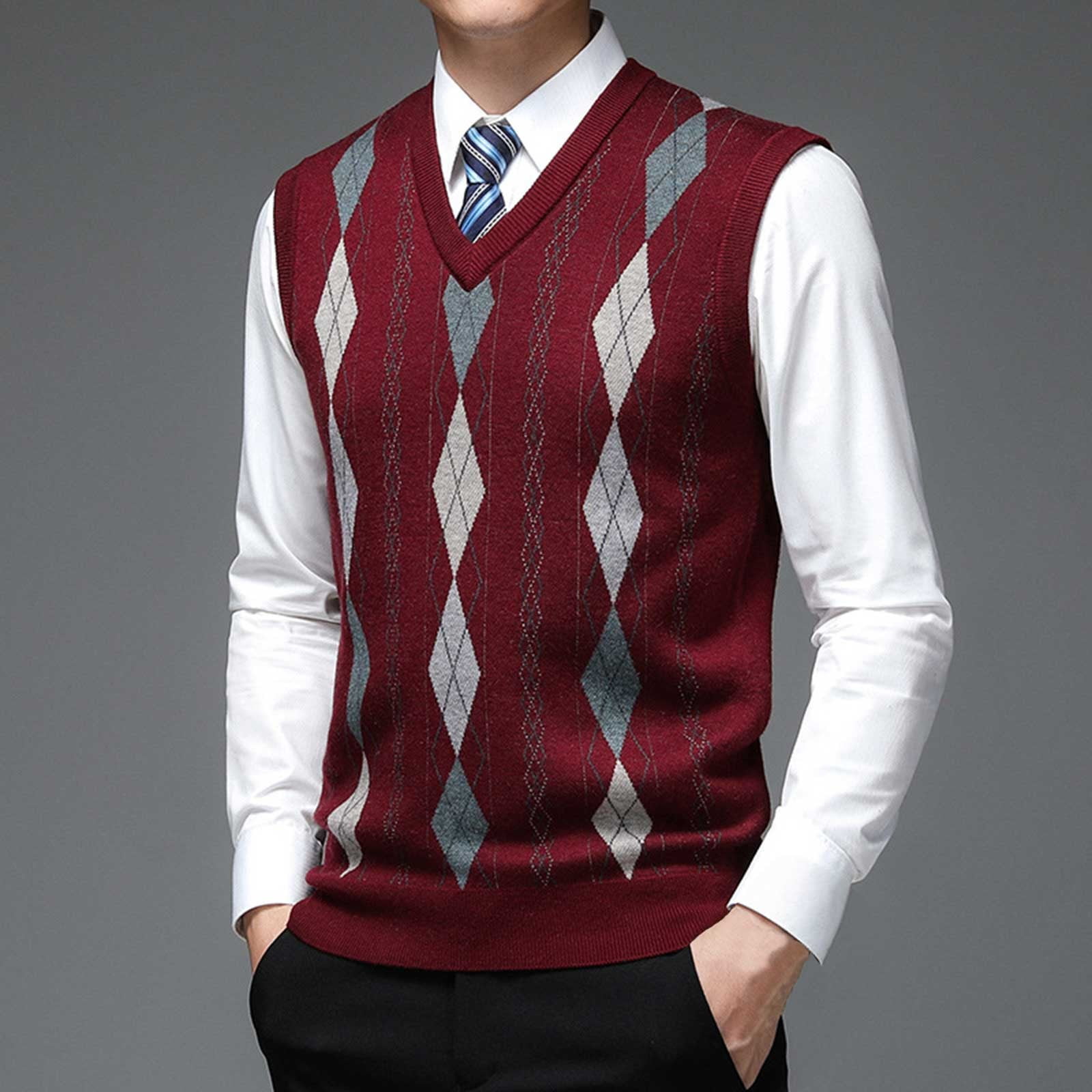 Click here for Chenmuxiuu Mens Wool V Neck Knitted Sleeveless Ves... prices