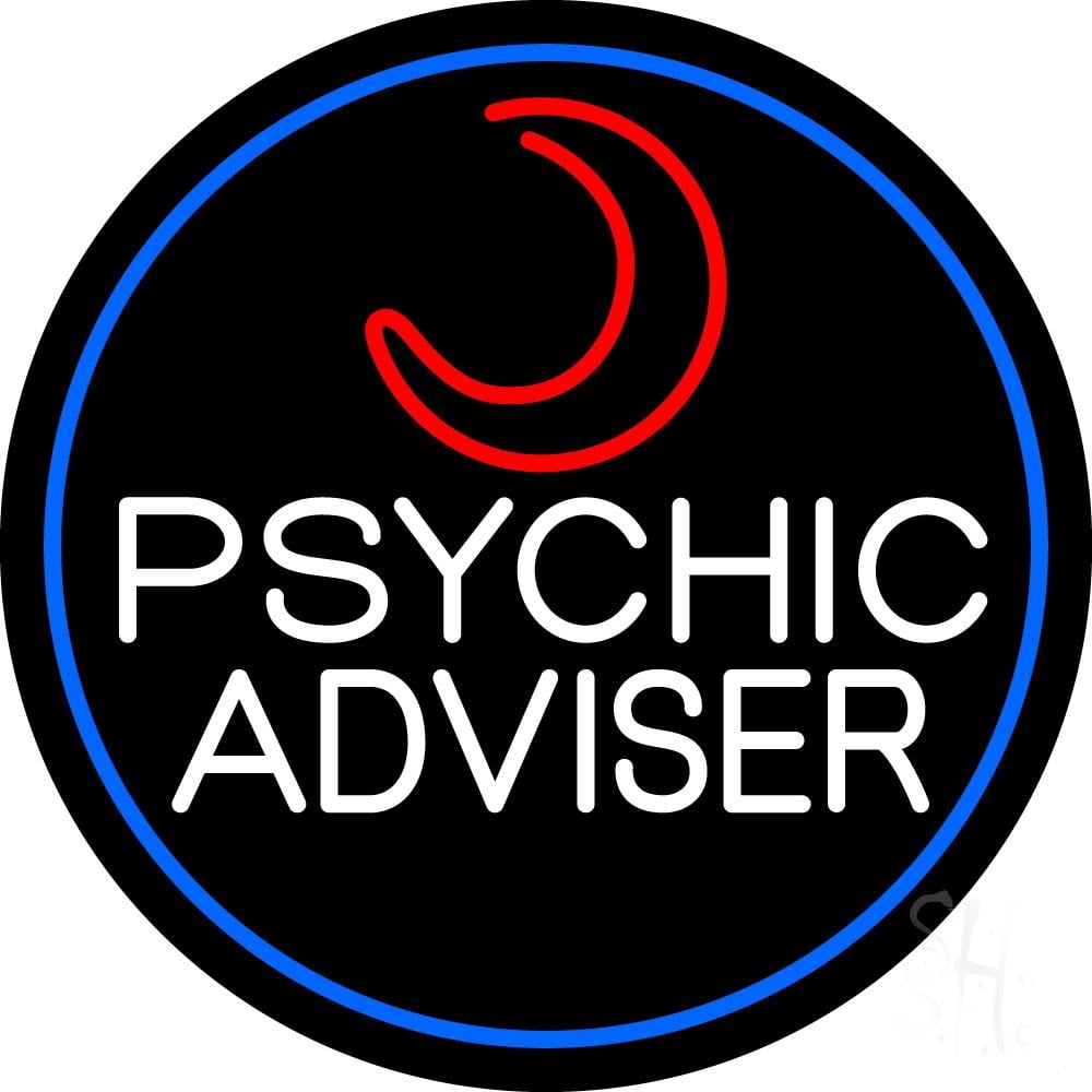 White Psychic Advisor With Logo LED Neon Sign 26" Tall x 26" Wide ...