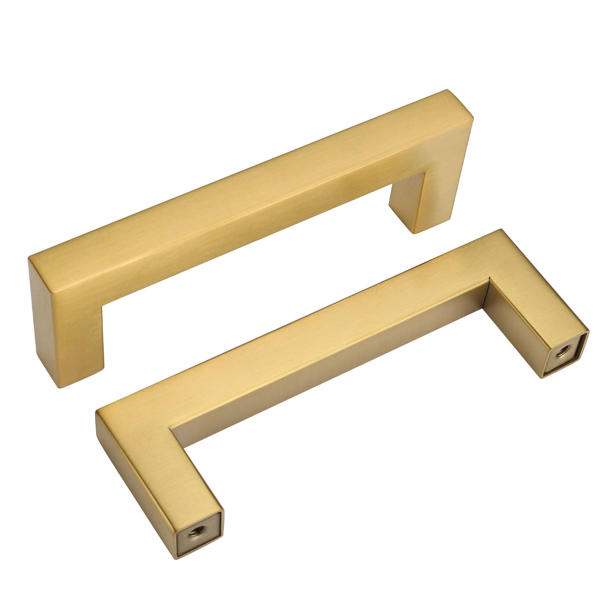Goldenwarm 10 Pack Square Brushed Brass Cabinet Pulls 3-1/2in Drawer ...
