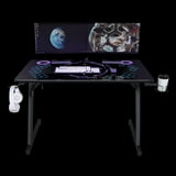 ELECWISH 43 inch RGB LED Gaming Desk with Tempered Glass Desktop and ...