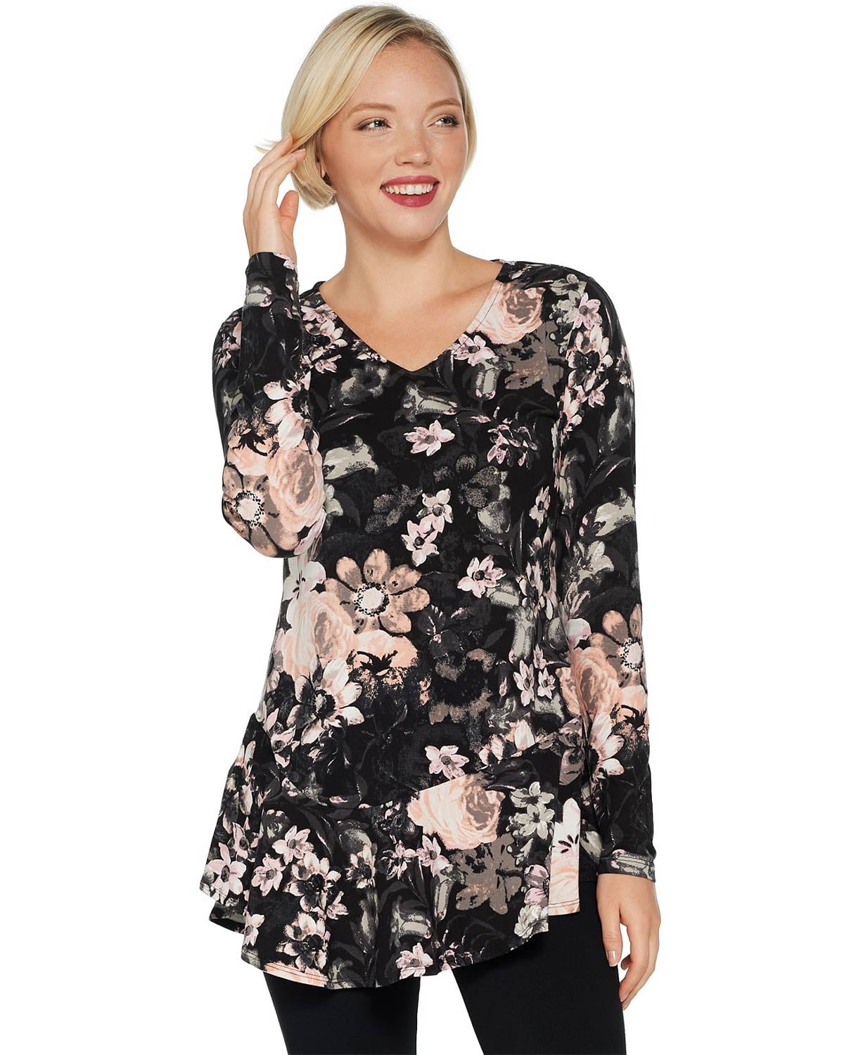 Isaac Mizrahi Isaac Mizrahi Live Womens Floral Knit Top With