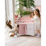 Robud Wooden Baby Doll Crib, Pink, with Storage and Bedding, Pretend ...