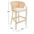 SAFAVIEH Brando Round Rattan Back Seat Bar Stool, Natural White Wash ...