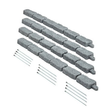 GroundSmart Cobblestone Landscape Edging, 4' Gray Rubber Garden Border ...